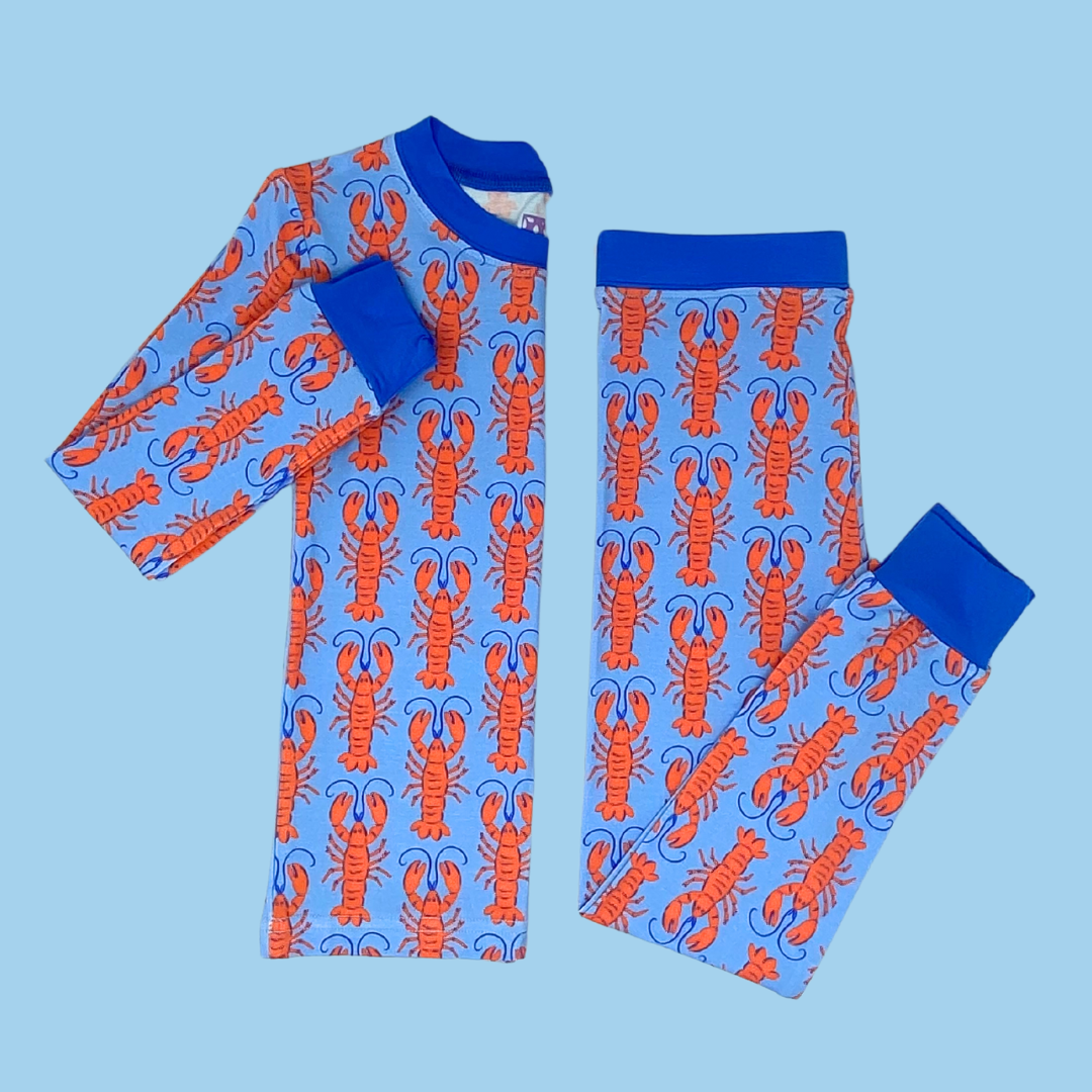 Blue Lobster Bamboo Pajamas I Poppy Kids Co