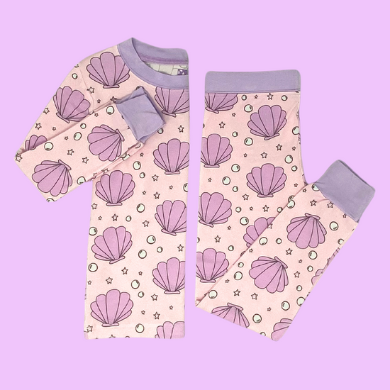 Purple Clam and Pearl Bamboo Pajamas I Poppy Kids Co