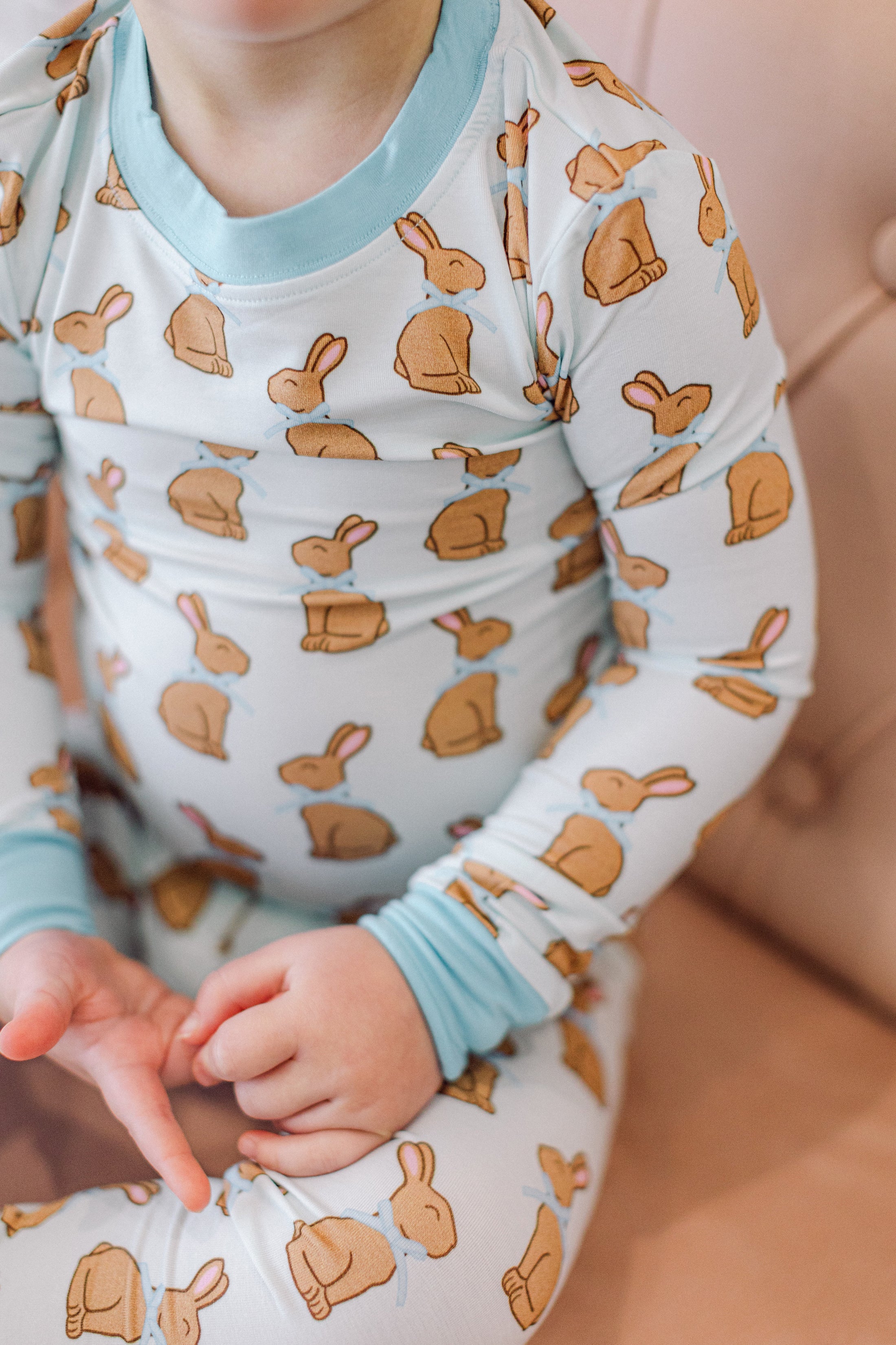 Blue Chocolate Bunny Bamboo PJ Set I Poppy Kids Co