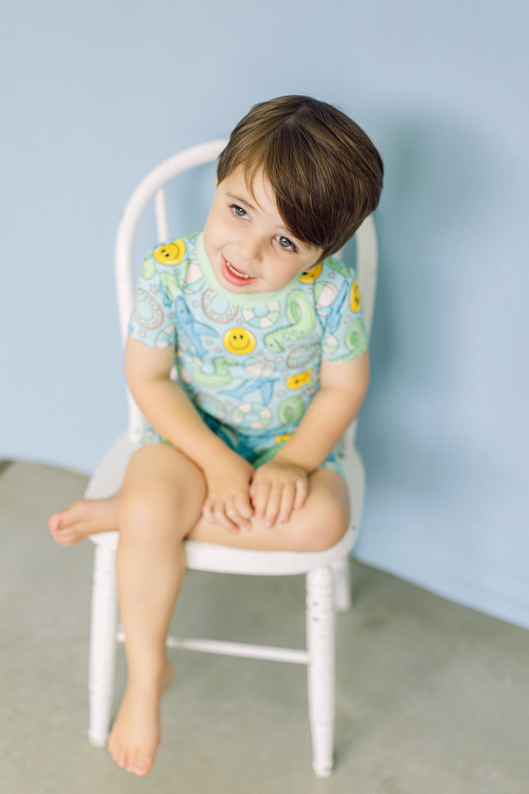 Green and Blue Pool Floatie Bamboo Pajamas I Poppy Kids Co