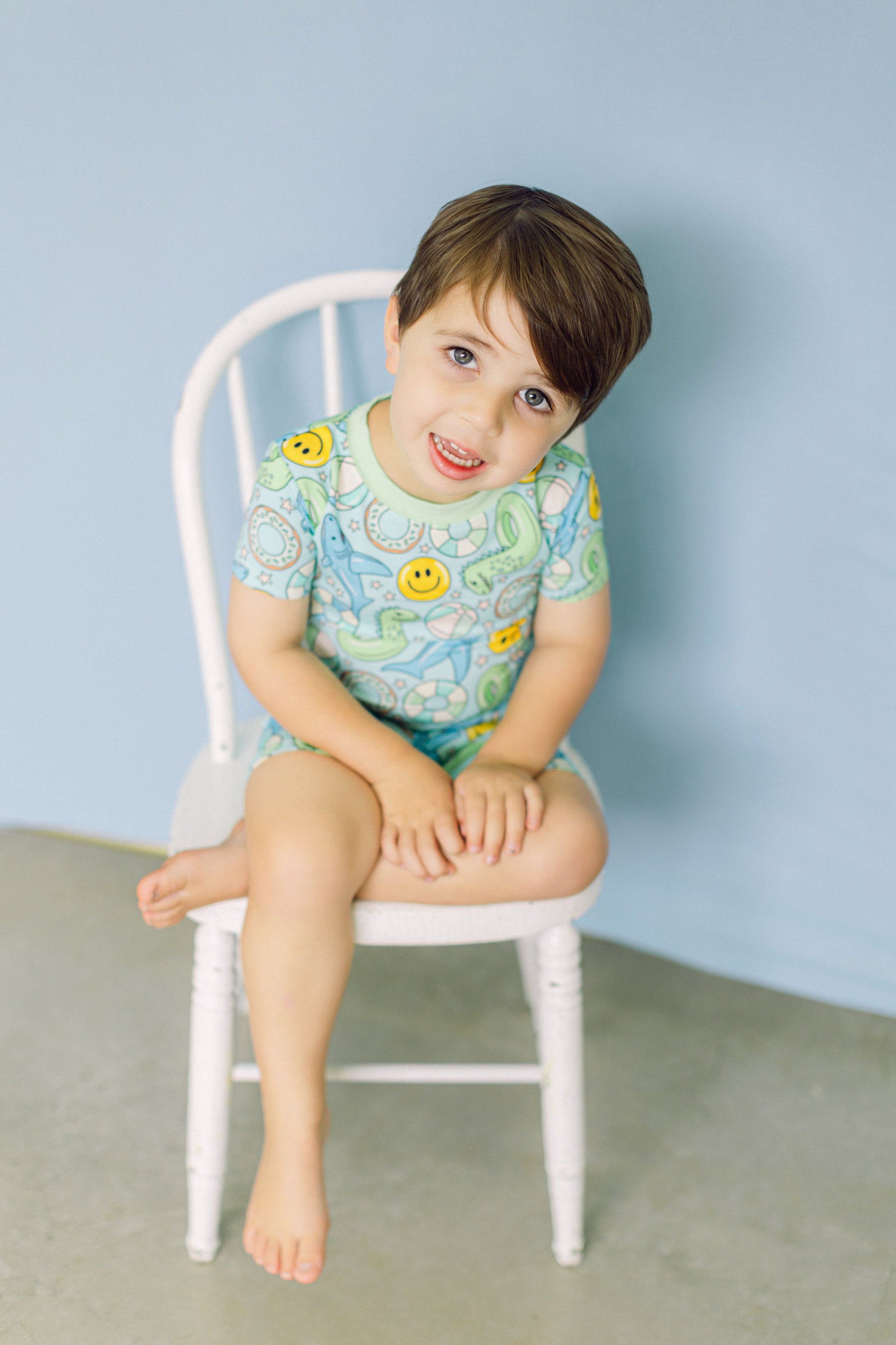 Green and Blue Pool Floatie Bamboo Pajamas I Poppy Kids Co